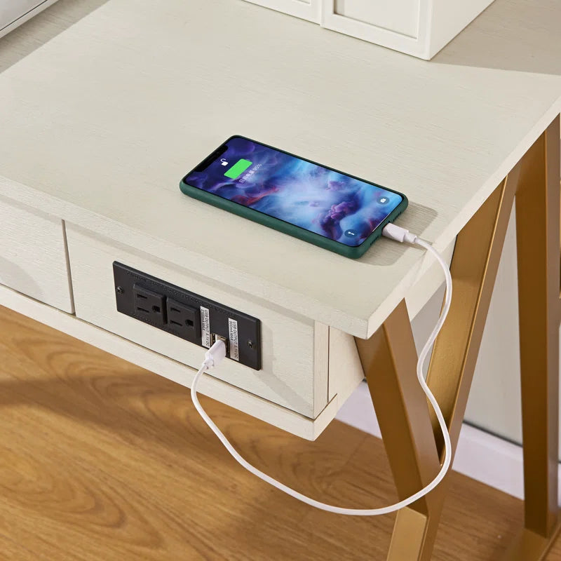 White desk with built in outlets store